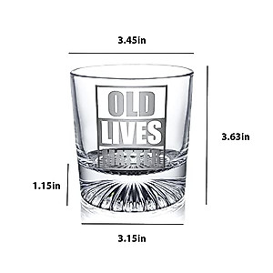 Amesser Old Lives Matter Whiskey Rocks Glass - Gift for Fathers Day Funny Birthday Retirement Gift for Coworkers, Him, Dad, Grandpa, Husband, Brother, Friend, Senior Citizen