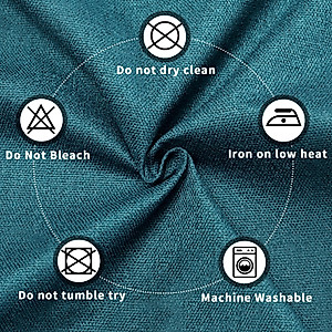 OutdoorLines Faux Linen Outdoor Cushion Covers Replacement 24"x24"x4", Waterproof Patio Cushion Cover for Outdoor Furniture, Outdoor Seat Cushion Covers for Patio, Garden (Set of 4, Teal, Cover Only)