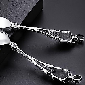 Silverware Set Handmade Skull Skeleton Cutlery Set Premium Stainless Steel Utensils,Including Knife/Fork/Spoon,Cutlery Badass For Halloween Home Kitchen Gift For Gothic Lover