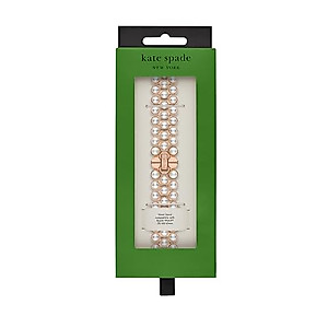 kate spade new york rose gold-tone stainless steel IP and white faux pearls band for apple watch®, 38/40/41mm (Model: KSS0126)