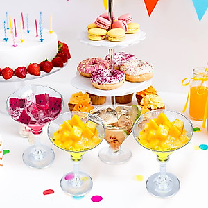 100 Pcs Plastic Martini Glasses 5 oz Disposable Cocktail Glasses Tall Mini Martini Plastic Cups Unbreakable Appetizer Dessert Cups for Margarita Wine Champagne Ice Cream Wedding Party Bar Event