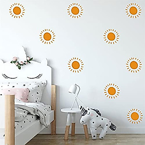 Nursery Room Decals Sun Wall Stickers for Kids Room Baby Girl Boys Room Decor Wall Decals BK009 (Dark Yellow)