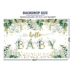 Allenjoy Greenery Hello Baby Theme Backdrop for Jungle Safari Woodland Birthday Decor Gender Neutral Welcome Oh Sweet Baby Boy Girl Party Supplies Decorations Banner