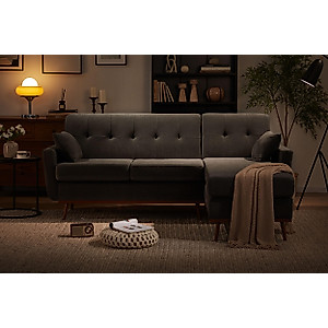Weture 80" L Shape Couch with Extended Convertible Chaise, Comfy Sectional Couches for Living Room, 3 Seater Couch L Shaped Sofa for Small Spaces(Linen-Dark Grey)