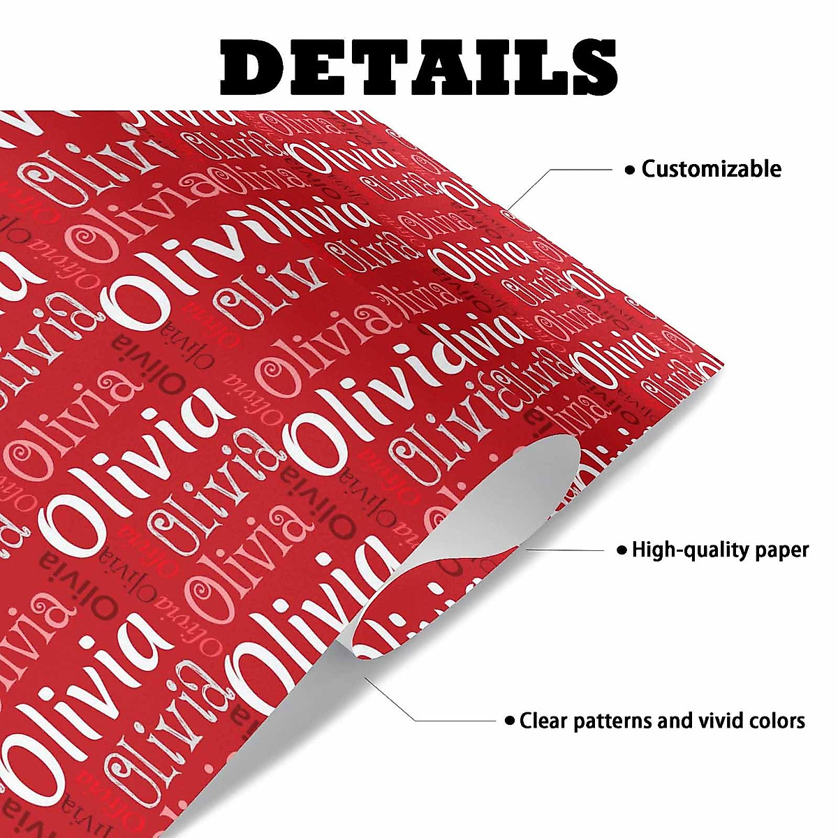 Artsadd Custom Birthday Wrapping Paper Rolls with Name Personalized Christmas Gift Wrapping Paper for Kids Men Women 58"x 23"