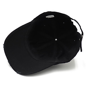 Ripped Patch Baseball Cap Vintage Distressed Low Profile Unstructured Cotton Dad Hat Adjustable for Women Men (White)