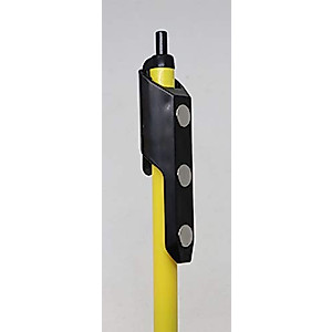RevMark Magnetic Pen Holder with 12 Black Ink Ballpoint Pens, Made in the USA, Great for Toolboxes, Toolbench, Desks, Metal Surfaces. Ideal for construction, teachers, offices and more. (Neon Yellow)