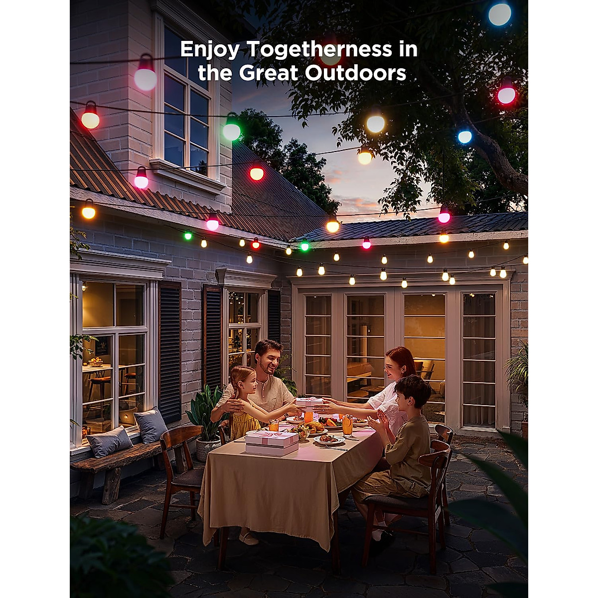 Govee Outdoor String Lights H1, 50ft RGBIC Outdoor Lights with 15 Dimmable Warm White LED Bulbs, Smart Outdoor Lights with 60 Scene Mode, IP65 Waterproof, Work with Alexa for Party, Daily Lighting