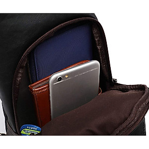 Hebetag Leather Sling Bag Crossbody Backpack for Men Women Outdoor Travel Camping Hiking Single Shoulder Chest Pack Casual Daypack Brown