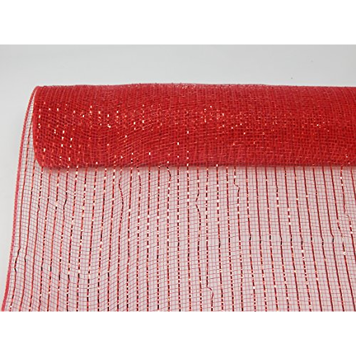 Floral Supply Online - 10 inch x 30 feet Red Metallic Mesh Ribbon. The Exclusive Metallic Red Mesh with A Unique Touch of Color and Sparkle.
