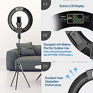 Emart 18-inch Ring Light with Stand, 65W Big Adjustable 3200-5500K LED Ringlight with Ultra-wide Lighting Area for Camera Photography, YouTube Videos, Makeup, Kit: Phone Holder, Remote, Soft Tube, etc