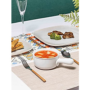 UNICASA Ceramic Soup Bowls with Handles - 14 Ounce French Onion Soup Crock Pot Microwave Oven Safe for Chili, Cereal, Stew, Set of 4 (White)