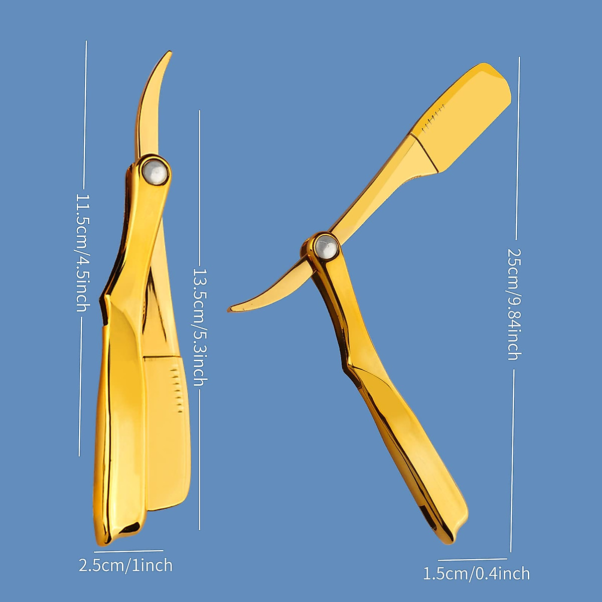 CestoMen Barber Straight Razor, Professional Straight Edge Razor, Stainless Steel Barber Single Blade Edge Razors for Men Close Shaving - Gold