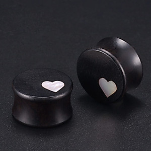 COOEAR 1 Pair Gauges For Ears Wood Saddle Plugs and Tunnels Heart Logo Earrings Expander Stretchers.