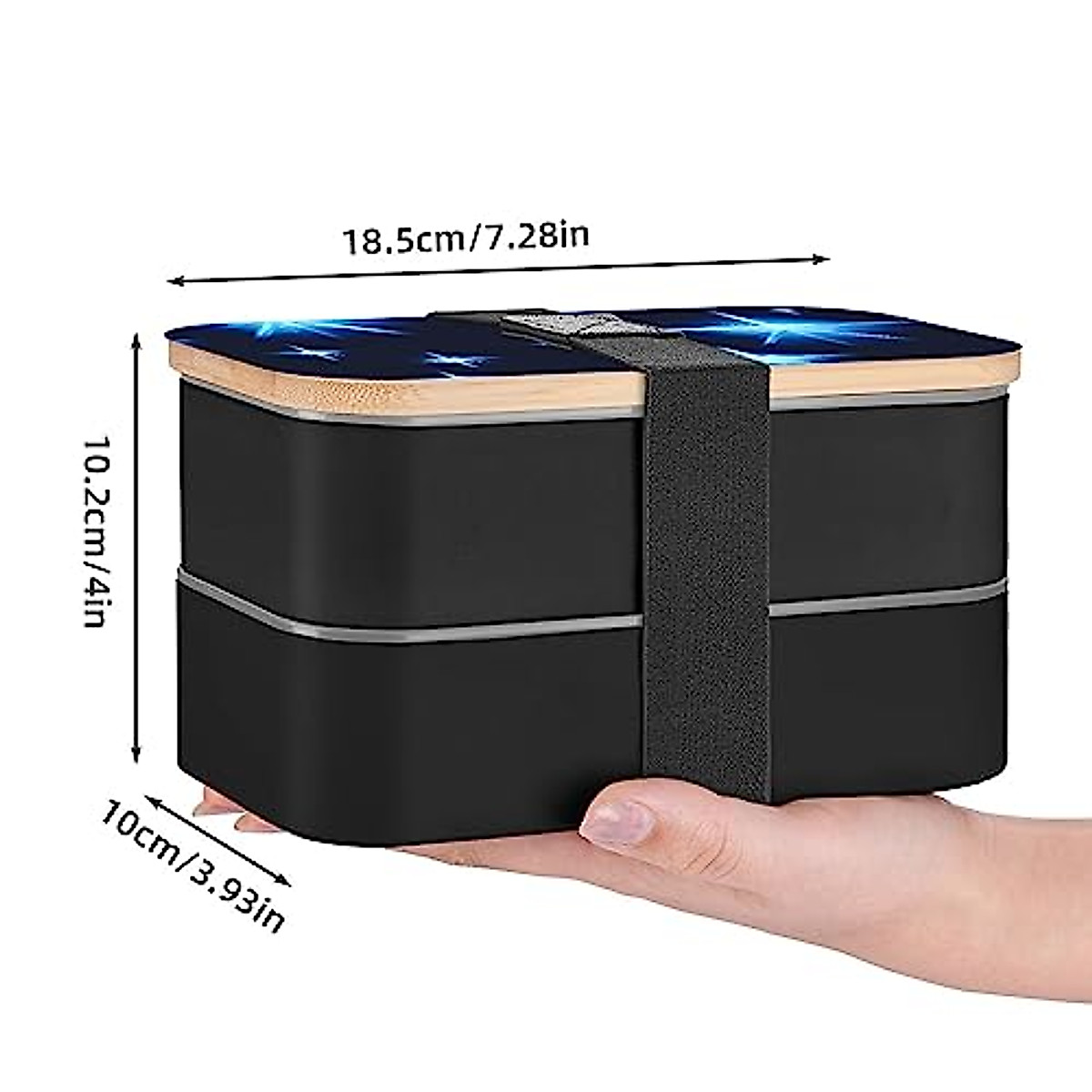 Cartoon Blue Star Adult Lunch Box, Bento Box, With Cutlery Set Of 3, 2 Compartments, Rectangular, Lunch Box For Adults