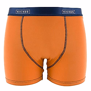 KicKee Menswear Solid Boxer Brief (3XL, Nectarine with Navy)