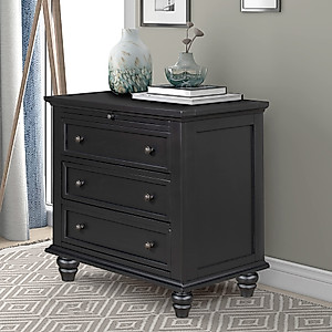Voohek Wood Nightstand, Bedside Night Stand Sofa Side End Tables with 3 Drawers, Pull Out Tray for Home, Bedroom, Living Room, Black