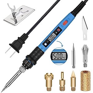 Wood Burning Kit, LED Display Wood burning Tool with Adjustable Temperature Switch Pyrography Pen for Adults Beginners