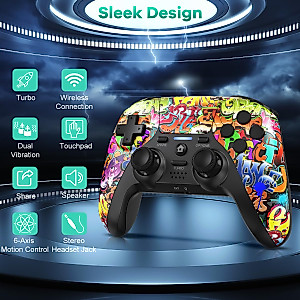 Choopp PS4 Controller, Compatible with PS4/Slim/Pro, Wireless PS4 Controller with Turbo Function, 1000mAh Battery, 6-Axis Motion-Sensing, Dual Vibration, Audio Jack, Touch Pad, Share Button