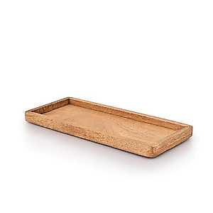 Samhita Mango Wood Serving Platter with Raised Edge -Set of 3 for Display Fruit Snacks Appetizer Sushi Food Decorative (12" x 5" x 0.75")