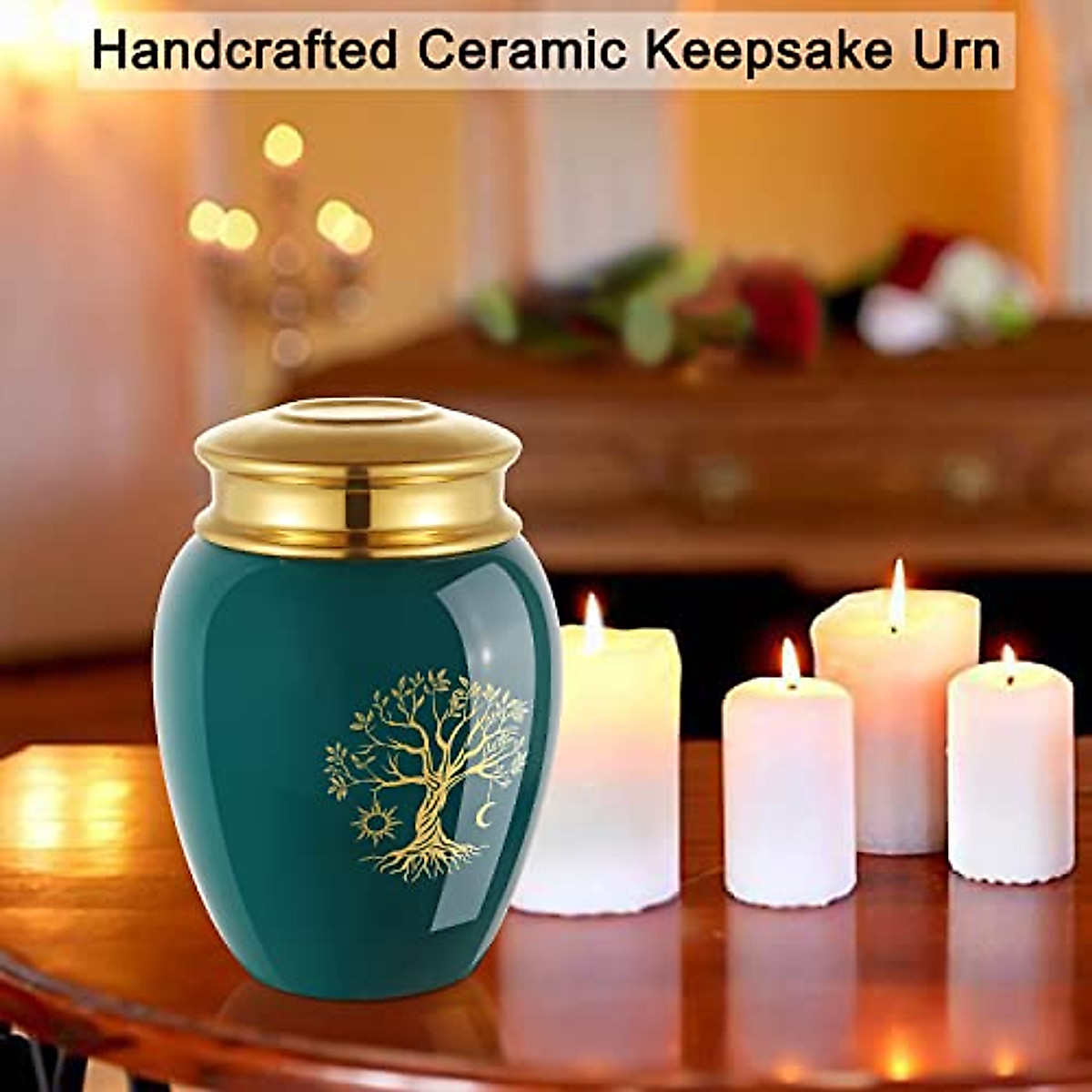 DGDCDV Human Ashes Keepsakes Urn 24 Cubic Inches, Small Ceramic Urns for Human Ashes, Tree of Life Cremation Urn, Urns for Sharing Adult Ashes, Pet Cat and Dog Urn, Adult Funeral Urn