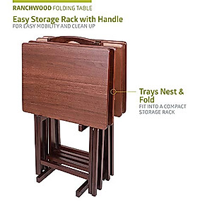 Pearington Folding TV Tray Table for Dining, Laptop Computer Stand, Gaming, Desk, 4-Pack, Espresso