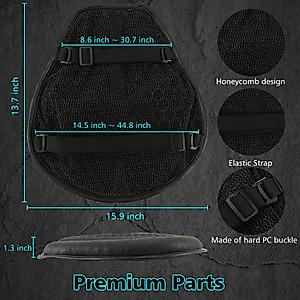 SUNPIE Motorcycle Gel Seat Pad- Universal 3D Honeycomb Motorcycle Seat Cover Breathable and Comfortable Large Seat Cushion Pad