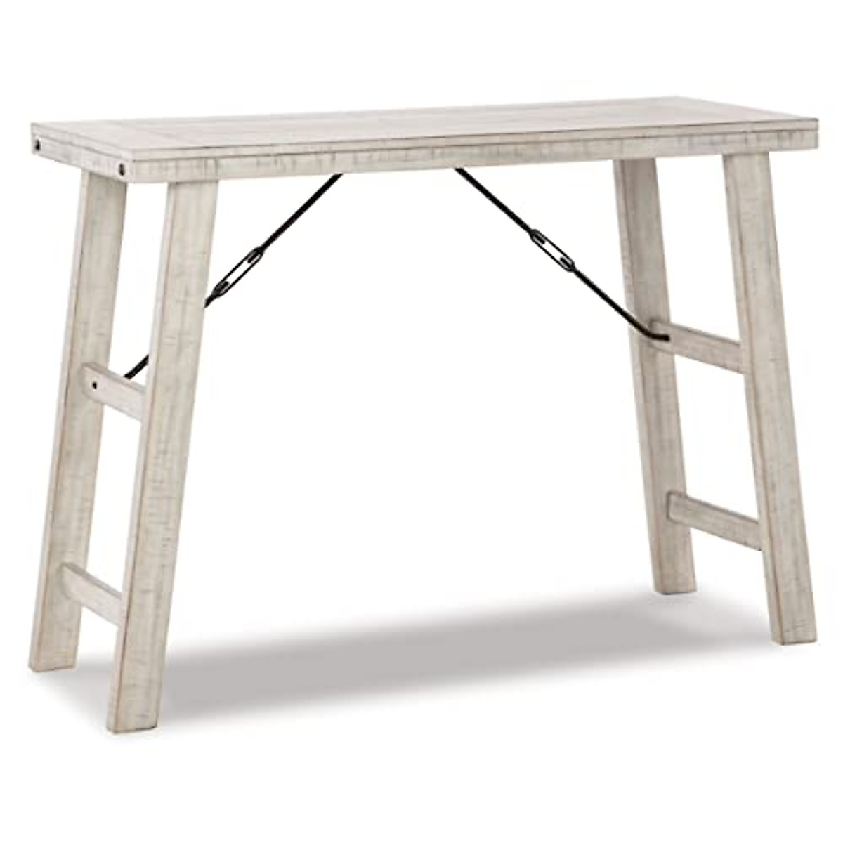 Signature Design by Ashley Carynhurst Coastal Counter Height Dining Table Set with Upholstered Bar Stools, Set of 3, White & Beige