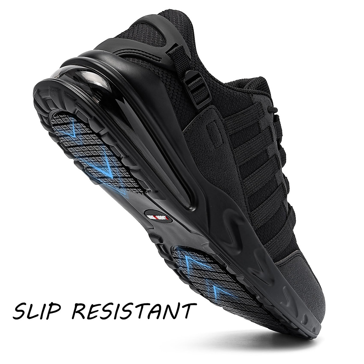 LARNMERN Non Slip Work Shoes for Men Fashion Walking Sneakers Kitchen Chef Slip Resistant Shoe Waterproof Food Service Casual Working Footwear Air Cushion, Black 10.5