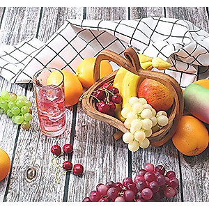 Premium Bamboo Foldable Apple shaped Fruit Basket Multi Purpose Folding Fall Fruit Basket