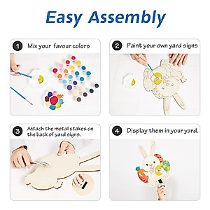 3pc Easter Arts and Crafts for Kids Paint Your Own Easter Yard Signs Wood Paint Craft Kits for Ages 8-12 Home Party Suppliess