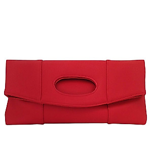 Synthetic Leather Fold Over Clutch (RED)