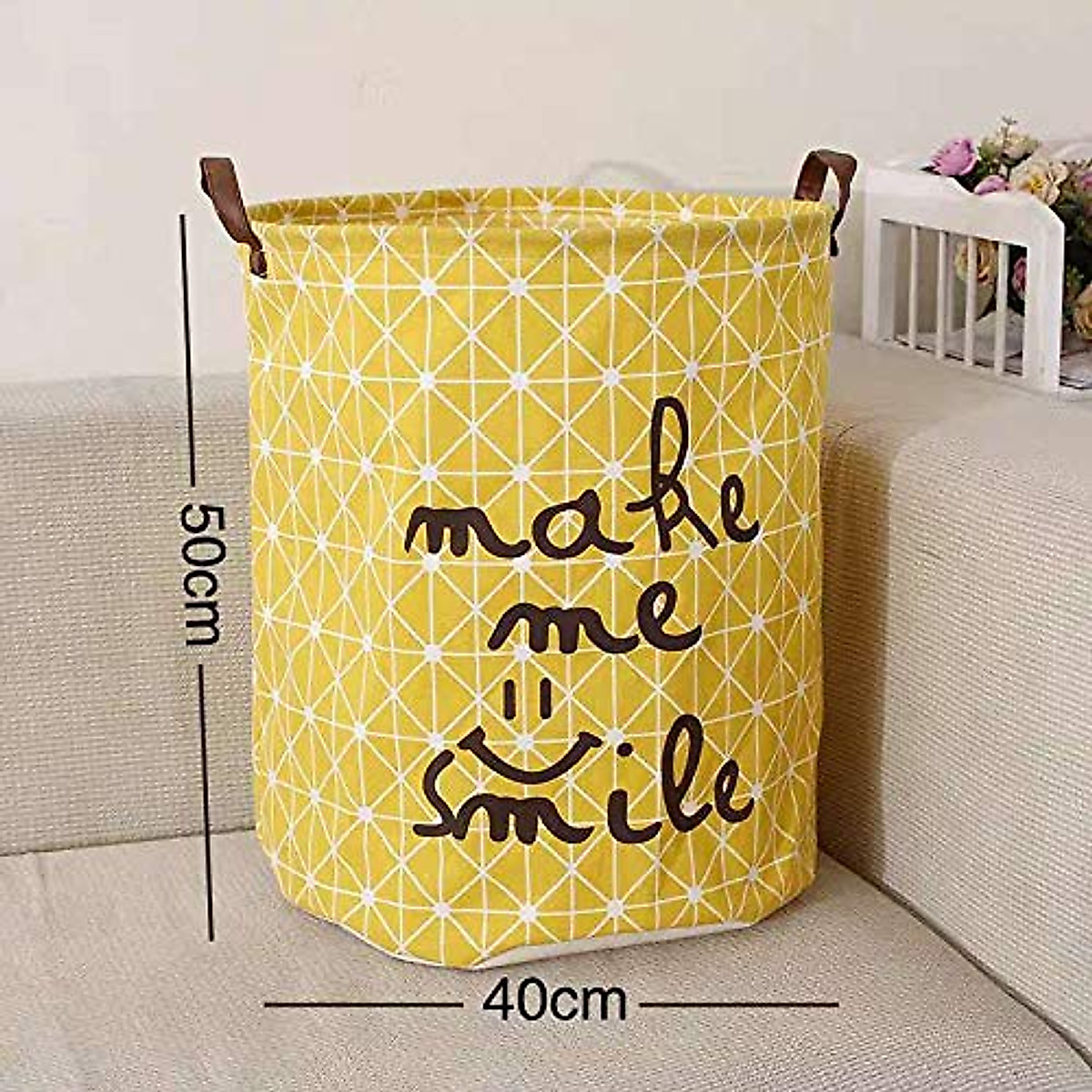 Storage Baskets Waterproof Foldable Organizer Large Storage Bins for Dirty Clothes Home and Office Toy Organizer Laundry Hamper(Yellow triangle)