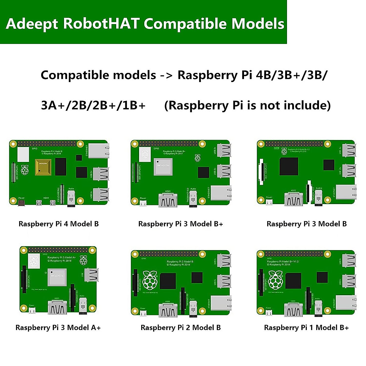 Adeept Raspberry Pi Robot HAT Kit, Smart Robot Car Driver, Robot Expansion Board Support Raspberry Pi 4 Model B 3B+ 3B 2B B+, L298P DC Motor Drive, PCA9685 16 Channel 12-Bit PWM Servo Motor Driver