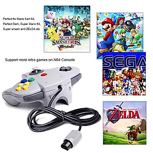 KIWITATA Classic N64 Controller, Retro N64 Wired Remote Joystick Gamepad Controller Compatible with N64 Video Game System Console Gray