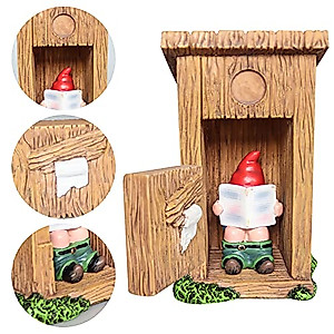nezababy Funny Garden Gnome Outdoor Statues Naughty Sculpture Decoration Inappropriate Read Newspaper Gnome for Indoor Lawn Yard Red