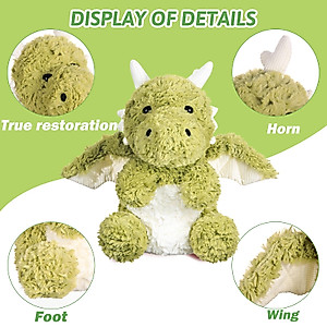 EOUOBOMO Little Flying Dragon Plush,Cute Dinosaur Stuffed Animals Pillow,Kawaii Fire Dragon Animal Plushies Toy, for Adults and Kids,7.88",Green