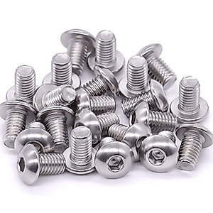 M5-0.8 x 10mm Button Head Socket Cap Screws 304 Stainless Steel 18-8 Hex Socket Cap Screws, Allen Hex Drive, Full Thread, Coarse Thread UNC, 100 PCS