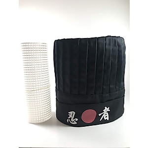 Hibachi Chef Hat with Headband Black