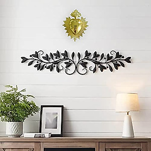 ESNOY Sacred Heart, Gold Metal Milagro Heart Wall Ornament, Mexican Home Eclectic Decor, Heart Box Catholic Gift for First Holy Communion Confirmation Housewarming Christmas