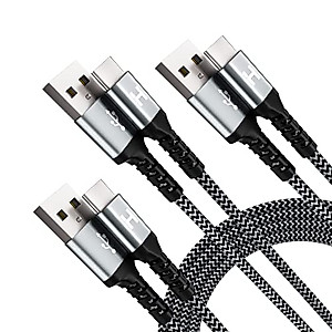 huaham USB C Cable 3Pack [3ft/6ft/10ft], USB A to Type C Cable 3A/60W Fast Charging Nylon Braided, USB C Charger Cord Compatible with Samsung Galaxy S22 S21 S10 Switch Note 10 LG Google Pixel MacBook
