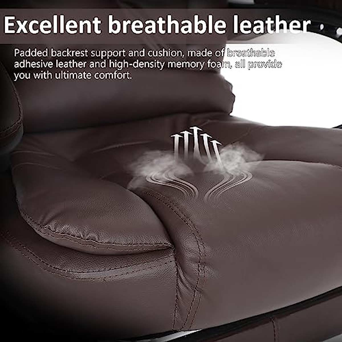 anjsindra Ergonomic Executive Office Chair with Footrest, PU Leather Task Chair with High Back Adjustable Height Modern Desk Chair, Black (Ergonomic Executive Office Chair, Amber)