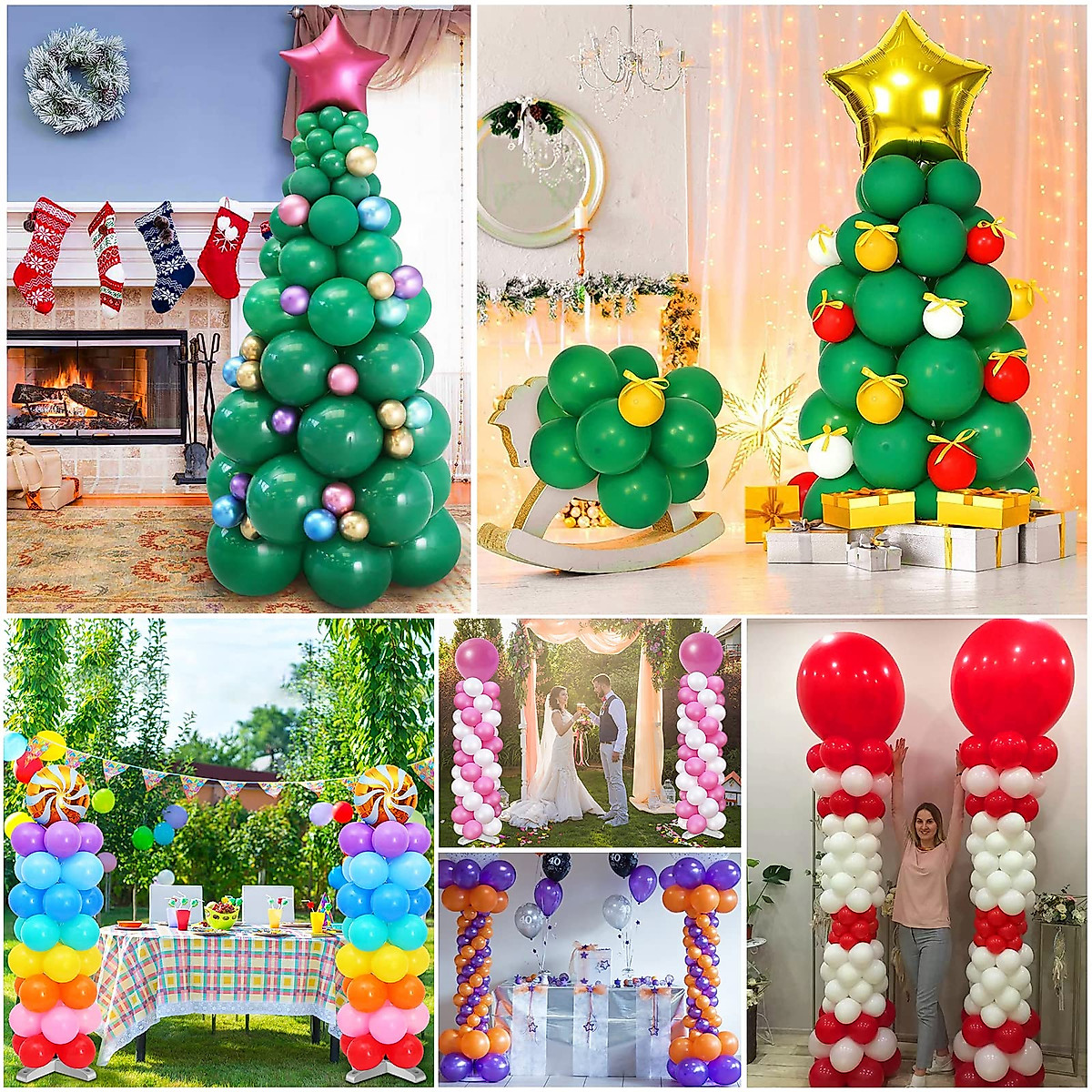 Toosci 2 Sets Balloon Column Stand and Balloon Pump, Adjustable Metal 9 Feet Balloon Stands for Floor, Balloon Column kit for Baby Shower Graduation Birthday Wedding Party