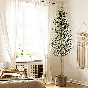 OXLLXO 7ft Artificial Olive Tree (82in) Tall Fake Potted Olive Silk Tree with Planter Large Faux Olive Branches and Fruits Artificial Tree for Office Living Room Home Floor Decor (Indoor/Outdoor)
