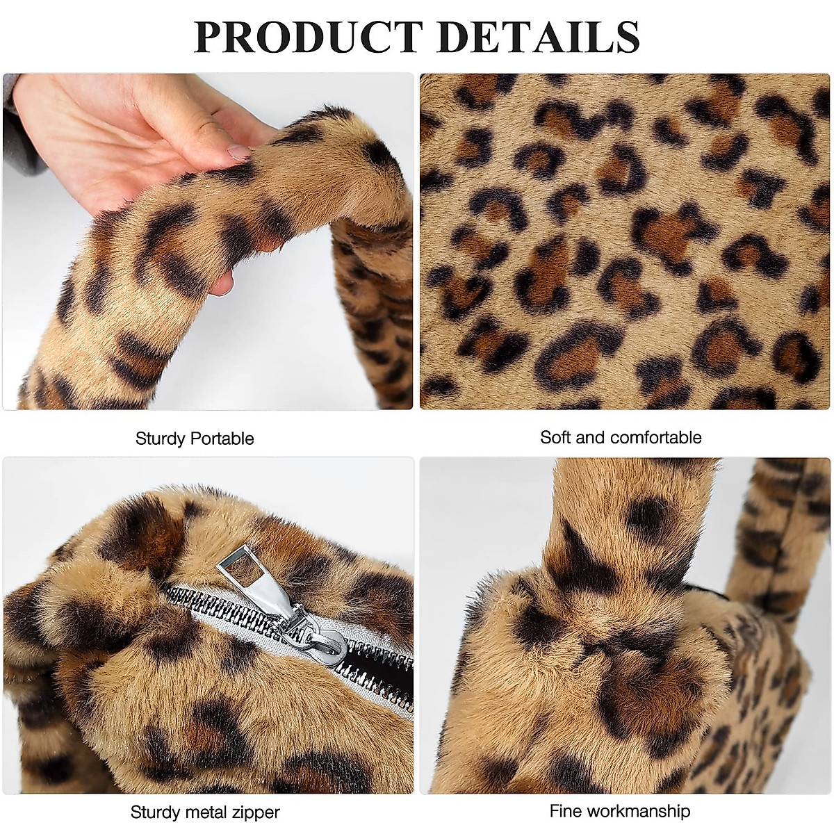 Fuzzy Tote Bag Y2K Fluffy Shoulder Bag Women Furry Purse Large Cute Plush Bag Ladies Faux Fur Bag for Autumn and Winter (Leopard)