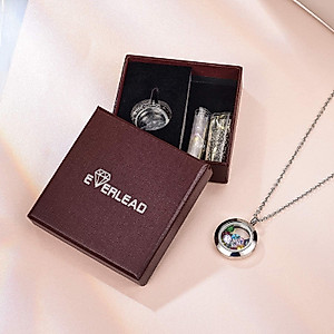 EVERLEAD Locket Necklace, DIY Floating Round Locket Pendant, Living Floating Memory Necklace for Women Friendship Necklace Memory Nostalgic