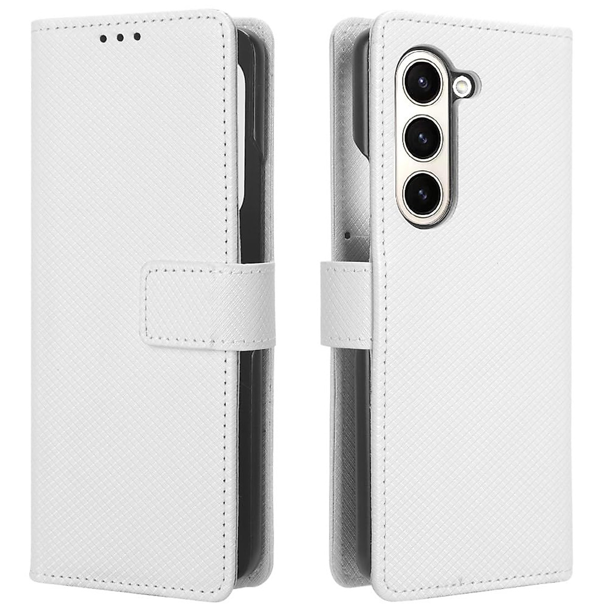Elubugod Compatible with Samsung Galaxy Z Fold 5 Leather Case Cover,PU Leather flip Cover Compatible with Samsung SM-F946U1 Galaxy Z Fold5 / SM-F946B/DS SM-F946N SM-F946W Case Cover White
