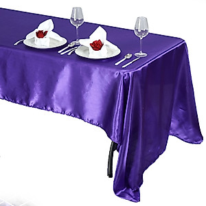 TABLECLOTHSFACTORY Purple 60x126 Rectangle Satin Tablecloth