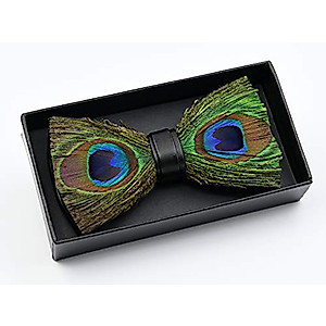 Mens Peacock Unique Design Handmade Wedding Bowties Boys Perfect Cravat Necktie