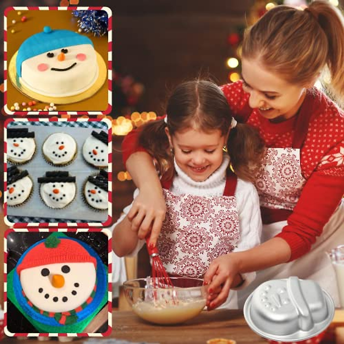 Crethinkaty Mini Christmas Snowman Shape Cake Pan Pie Molds, 4IN Cake Tin Non Stick Bakeware For Christmas Cake Chocolate Fondant Sweets Baking Molds